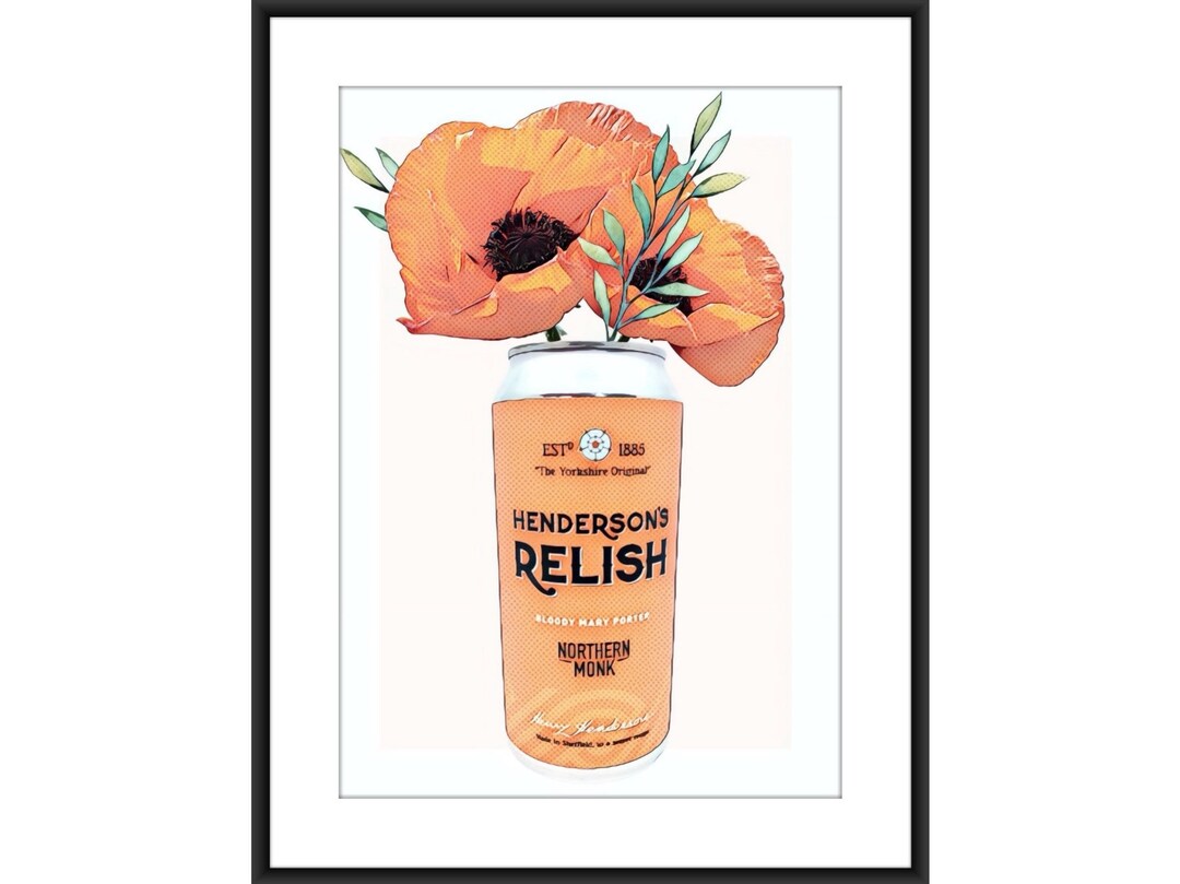 Vintage Boho Orange Henderson’s Relish Jar Poppy Kitchen A4 Poster ...