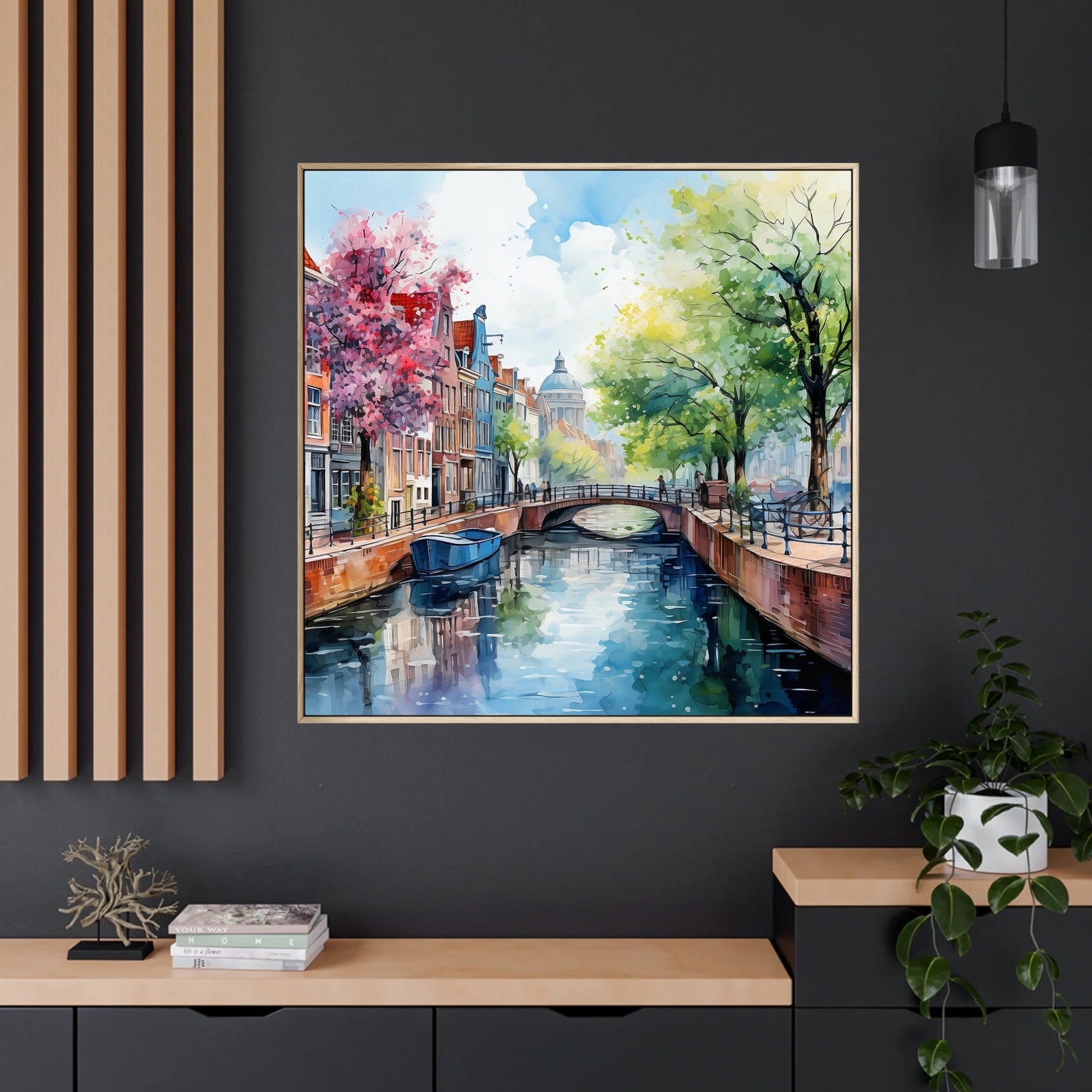 Amsterdam Canal Watercolor Print: Springtime Architecture Art - Etsy