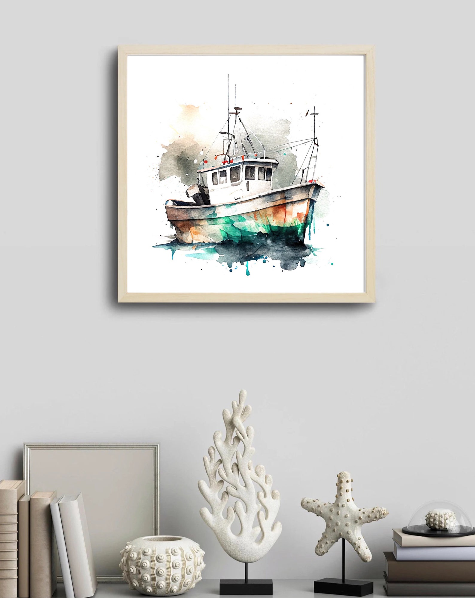 Fishing Boat Print, Shrimp Boat Art Print, Nautical Boat Print, Fishing ...