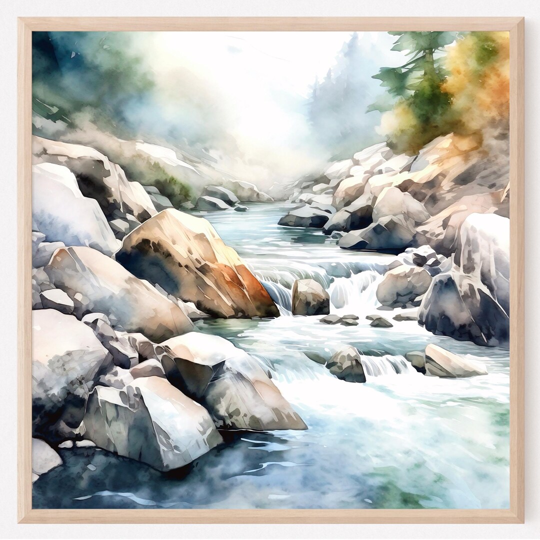 Colorado River Watercolor Print: Mountain Landscape Wall Art - Etsy