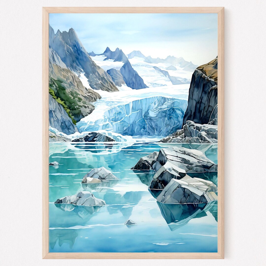 Glacier Bay National Park Alaska Giclee Large Landscape Watercolor Art ...