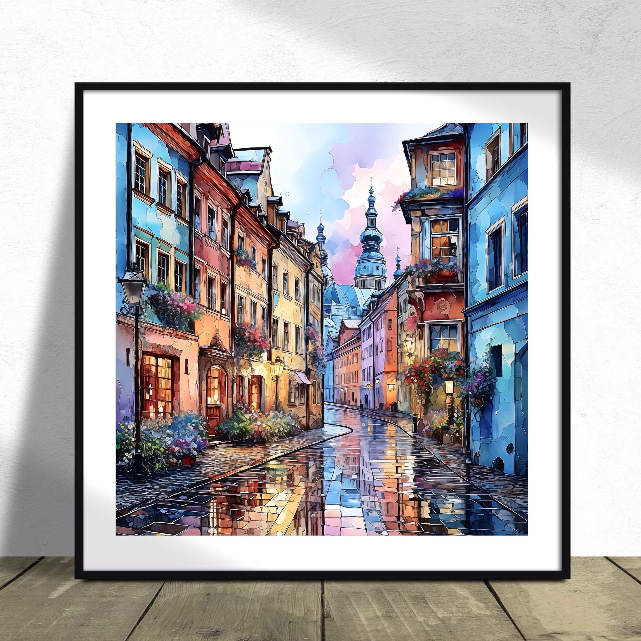 Warsaw Old Town Art Print: Colorful Poland Travel Poster - Etsy