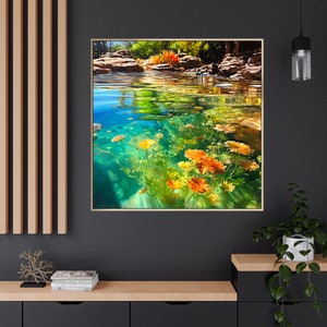 Lake View Watercolor Painting Art Print, Underwater Wall Art, Rocks by ...