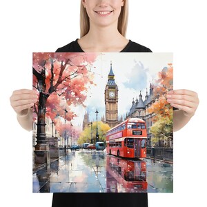 London City Watercolor Painting Print, Engeland Travel Poster Print ...
