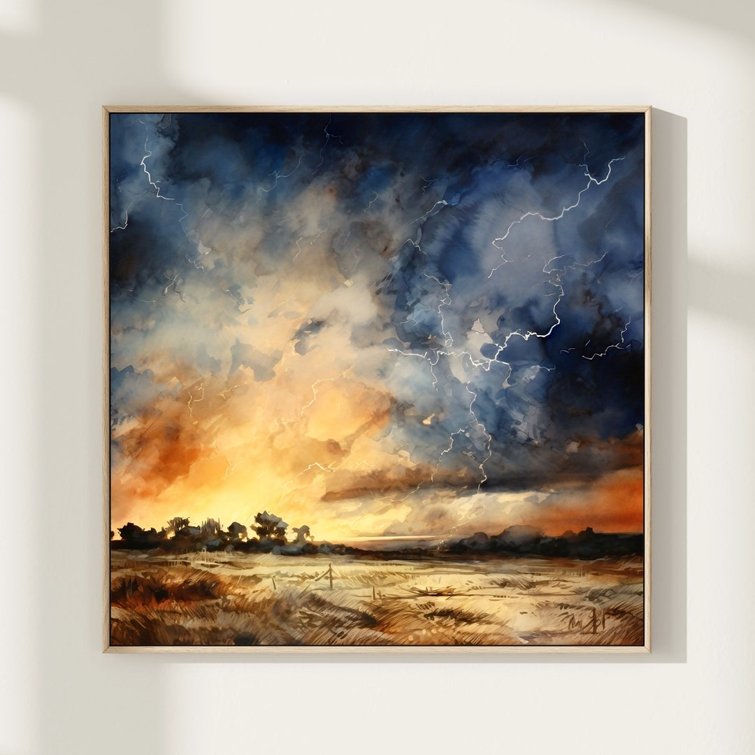 Storm Cloud Watercolor Art Print, Stormy Skies Art, Watercolor Sky, Storm Clouds, Storm Painting ...