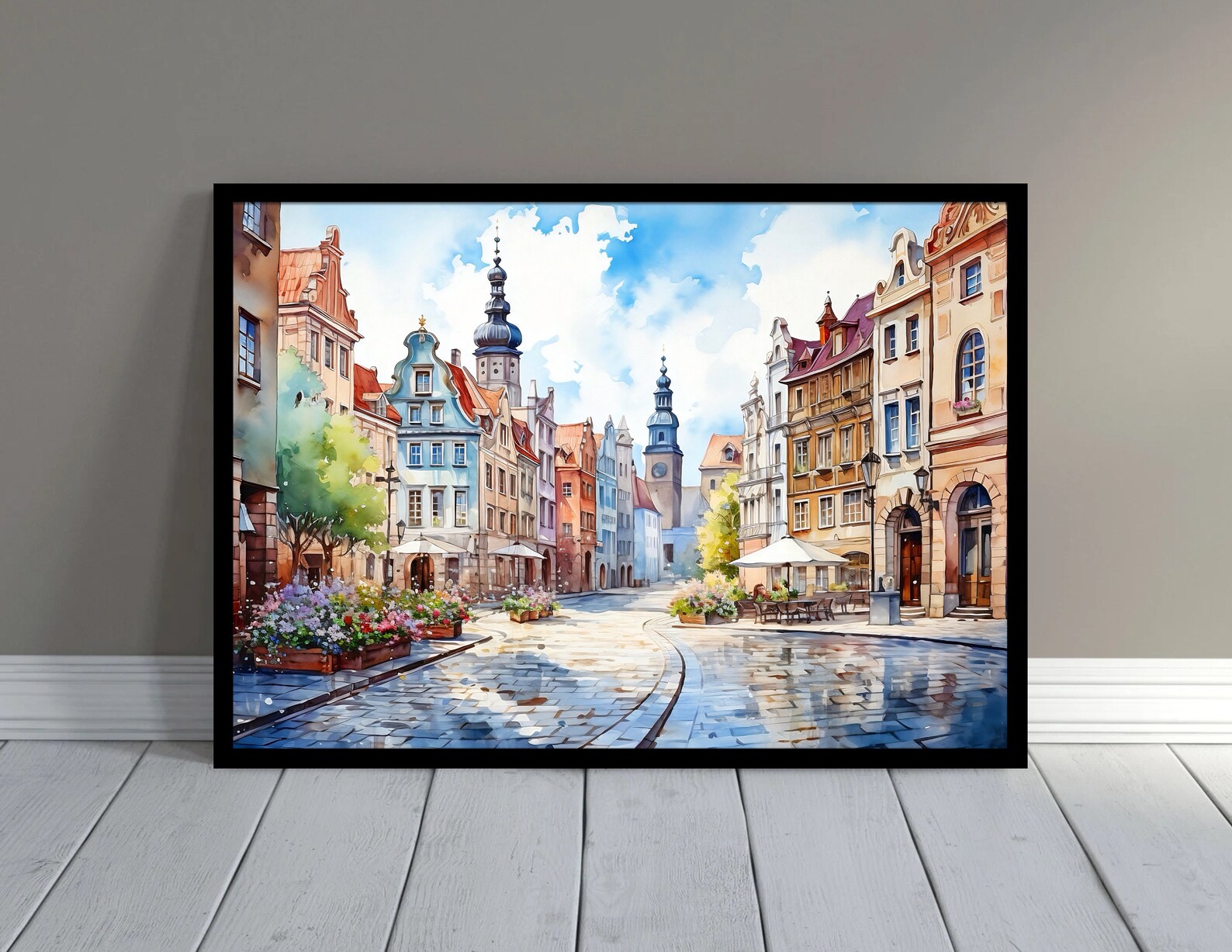 Warsaw Old Town Watercolor Art Print: Poland Travel Poster - Etsy