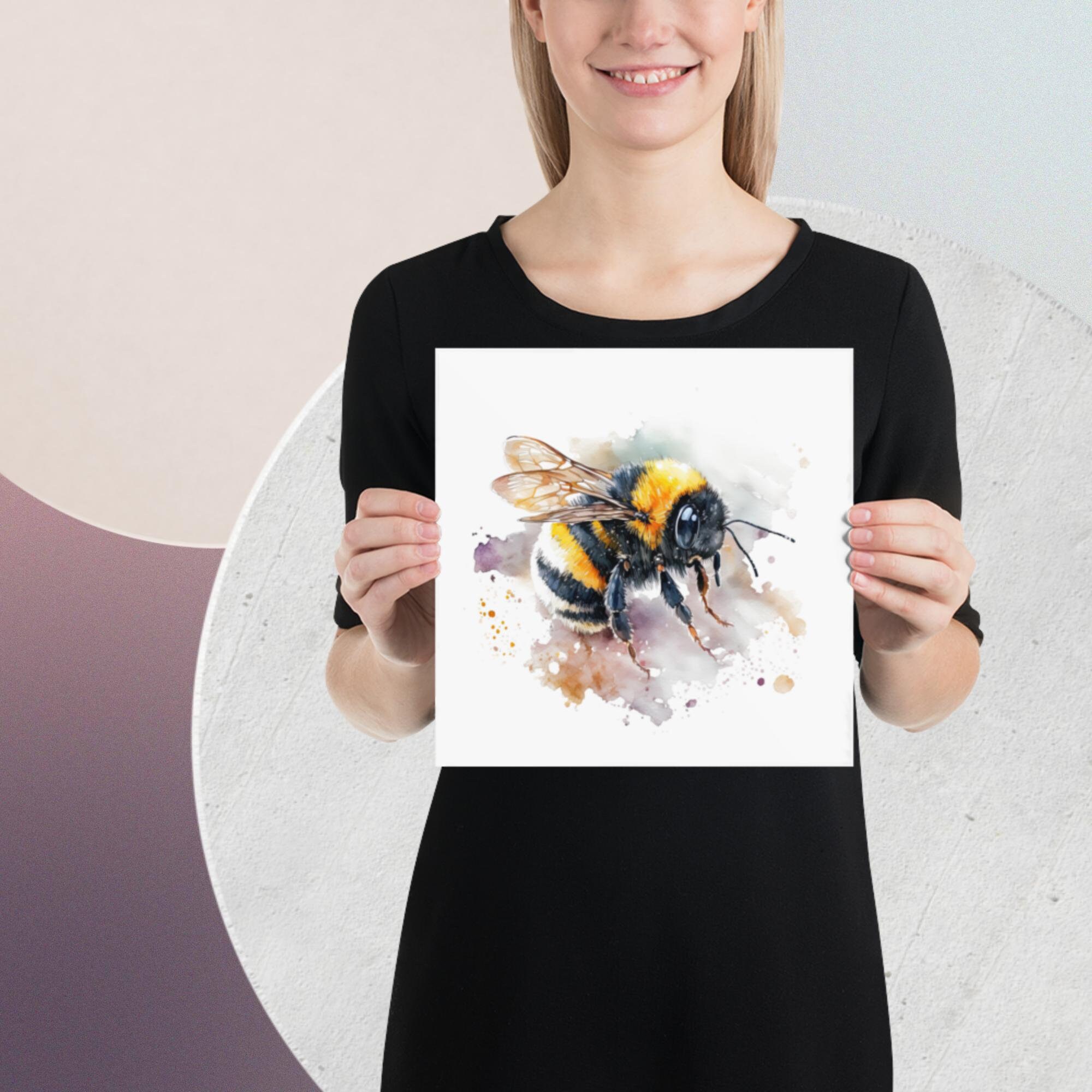 Bee Watercolor Painting, Bumble Bee Art Print, Nature Illustration ...