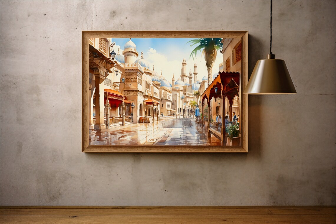 Dubai Gold Souks Watercolor Art Print: United Arab Emirates Travel ...