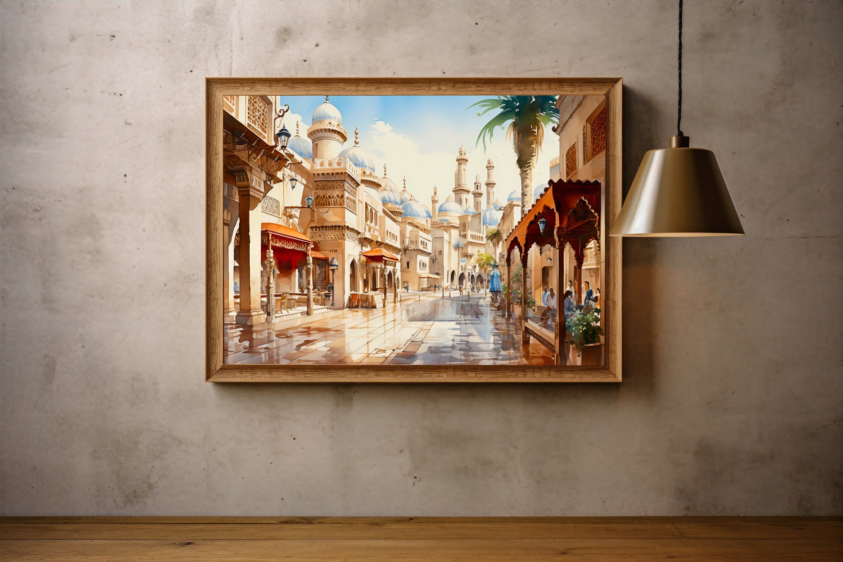 Dubai Gold Souks Watercolor Painting Art Print, Dubai United Arab ...