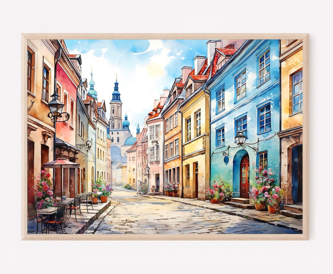 Warsaw Old Town Watercolor Art Print: Poland Travel Poster - Etsy