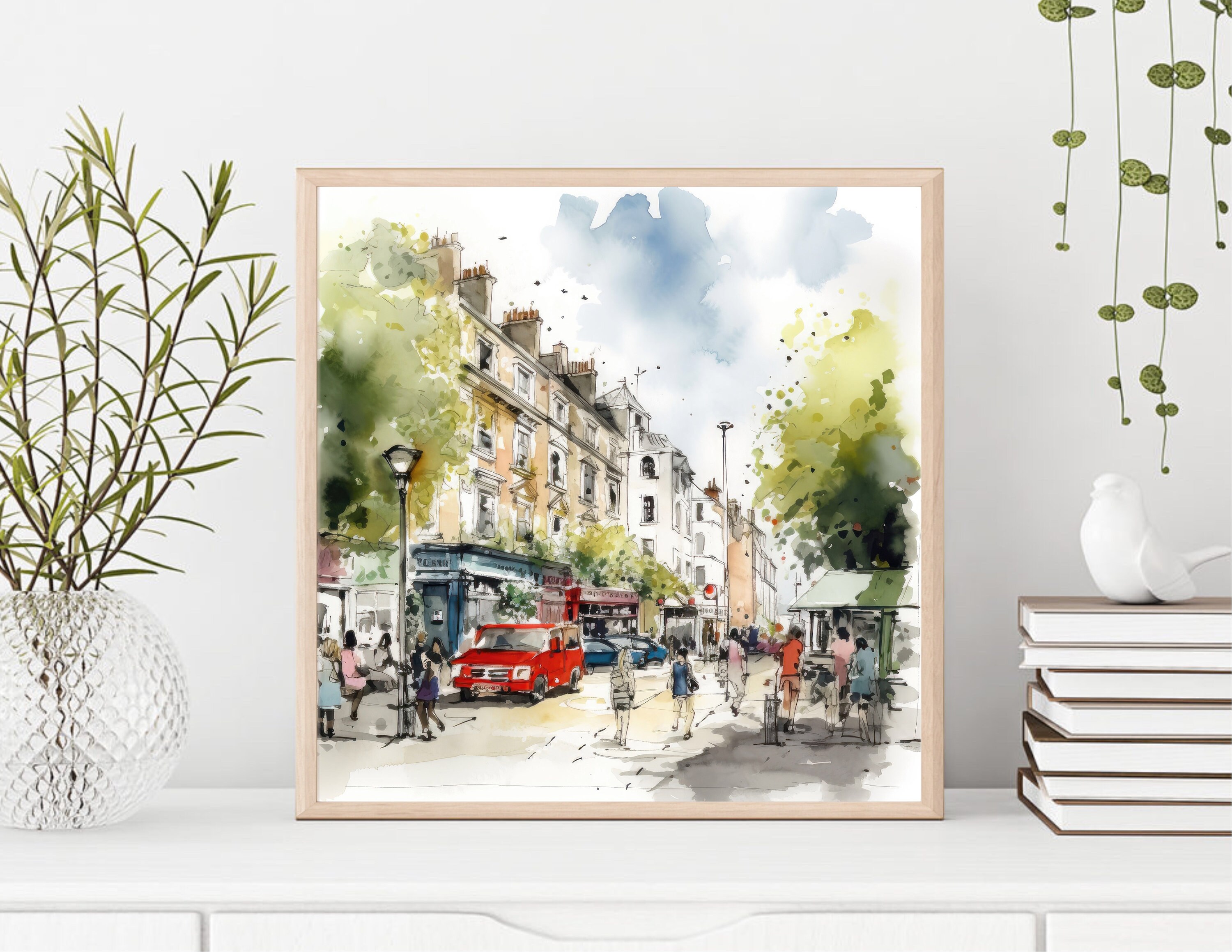 London Painting Art Print Poster, Bright Colourful City Watercolour ...