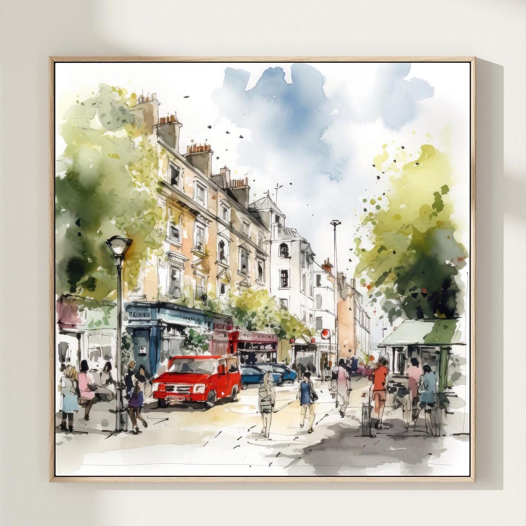 London Painting Art Print Poster, Bright Colourful City Watercolour ...