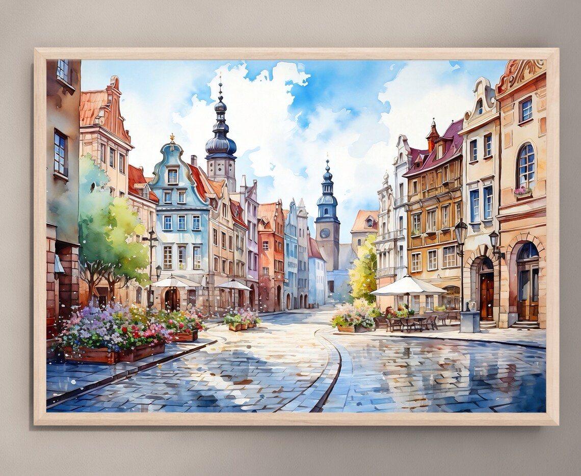 Warsaw Old Town Watercolor Art Print: Poland Travel Poster - Etsy