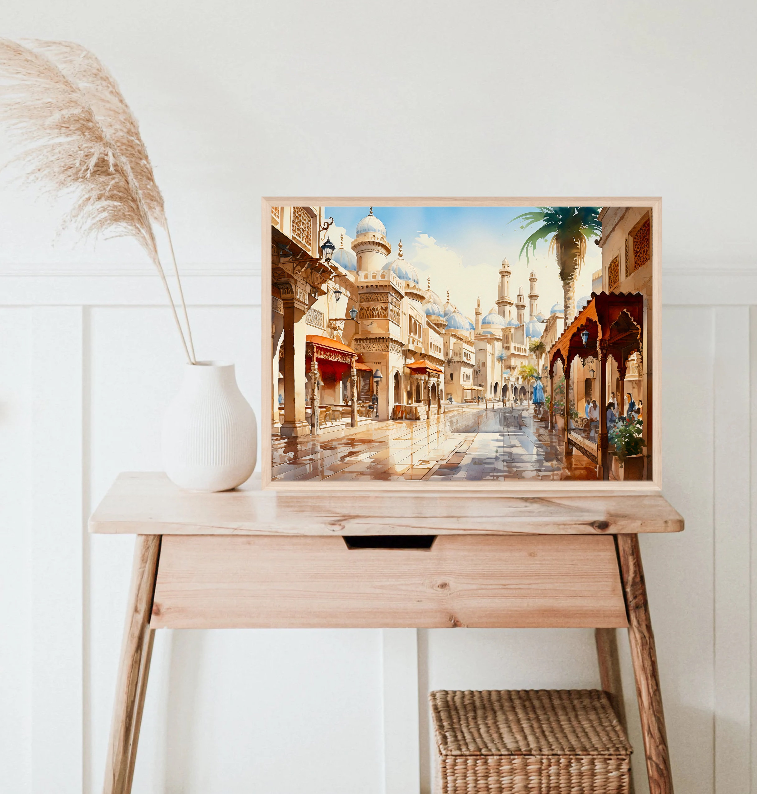 Dubai Gold Souks Watercolor Painting Art Print, Dubai United Arab ...