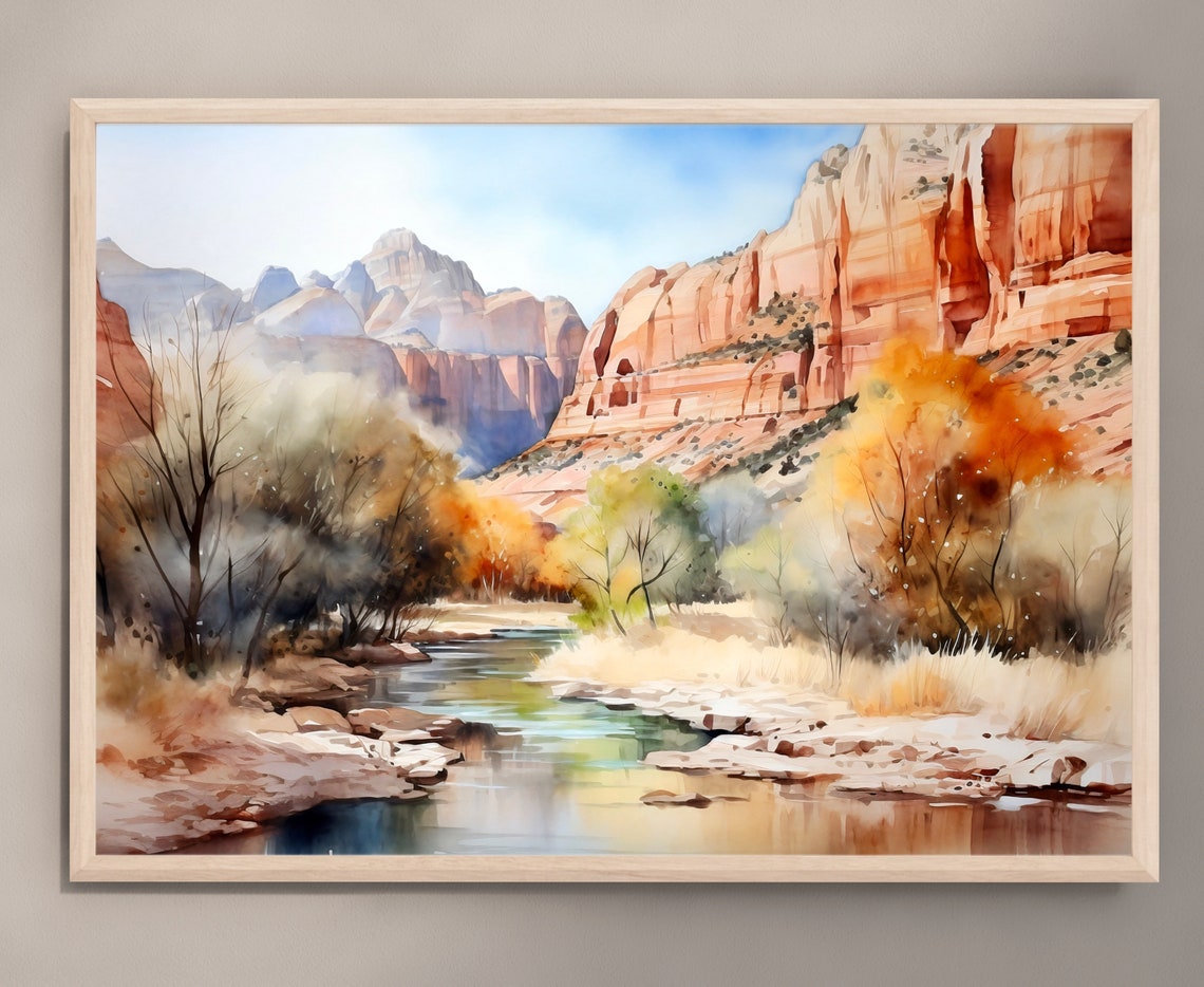 Zion National Park Art Zion National Park Painting Zion - Etsy