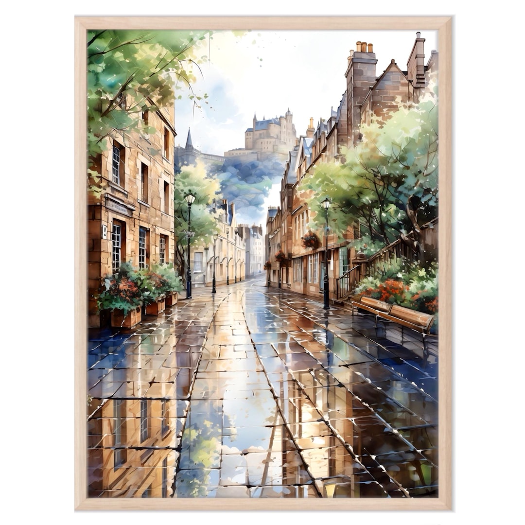 Edinburgh Castle Watercolor Art Print: Scotland Cityscape Home Decor - Etsy