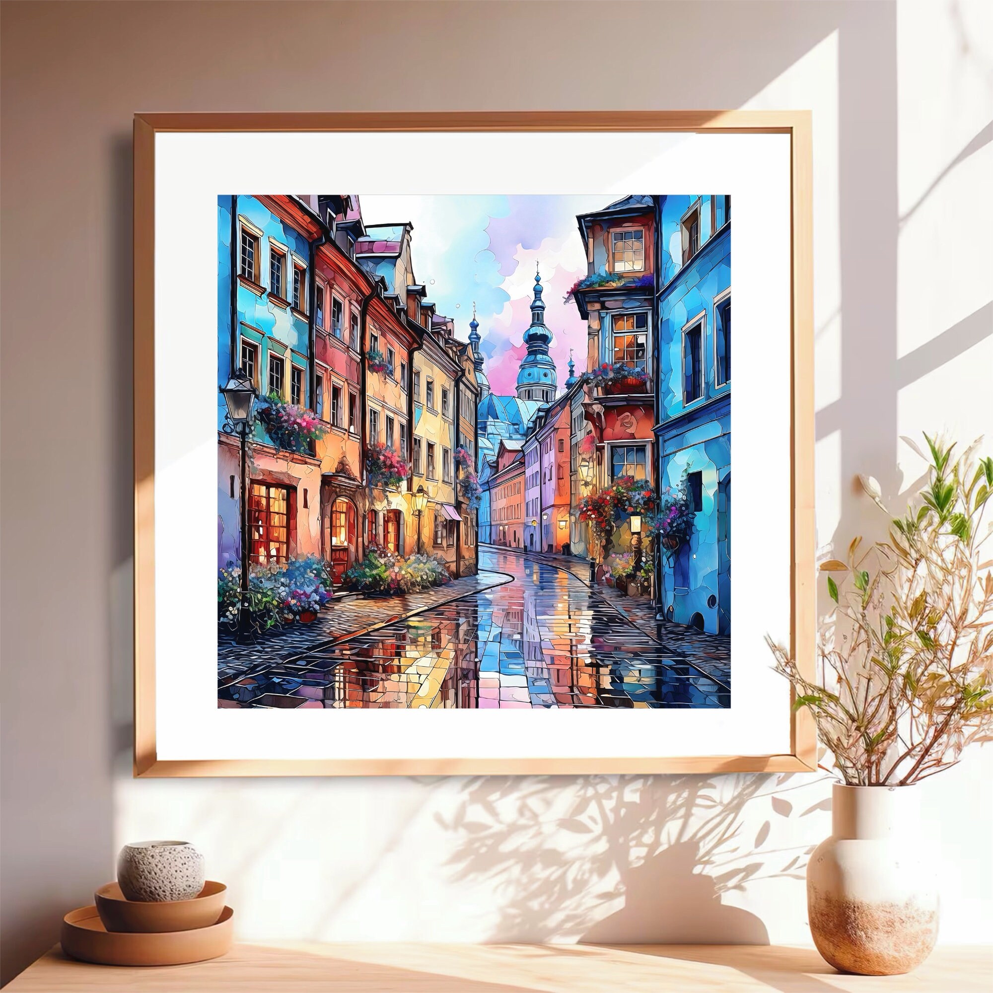 Warsaw Old Town Art Print: Colorful Poland Travel Poster - Etsy