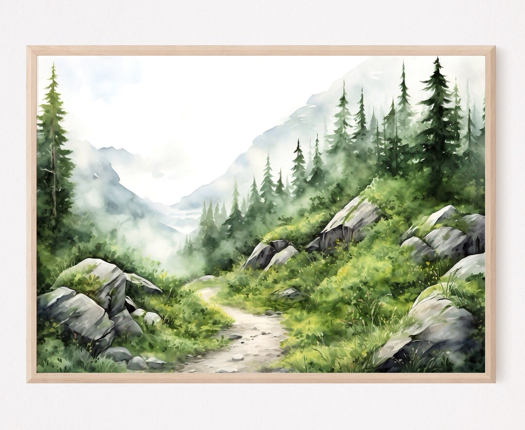 Mountain Path Watercolor Painting Art Print - Etsy