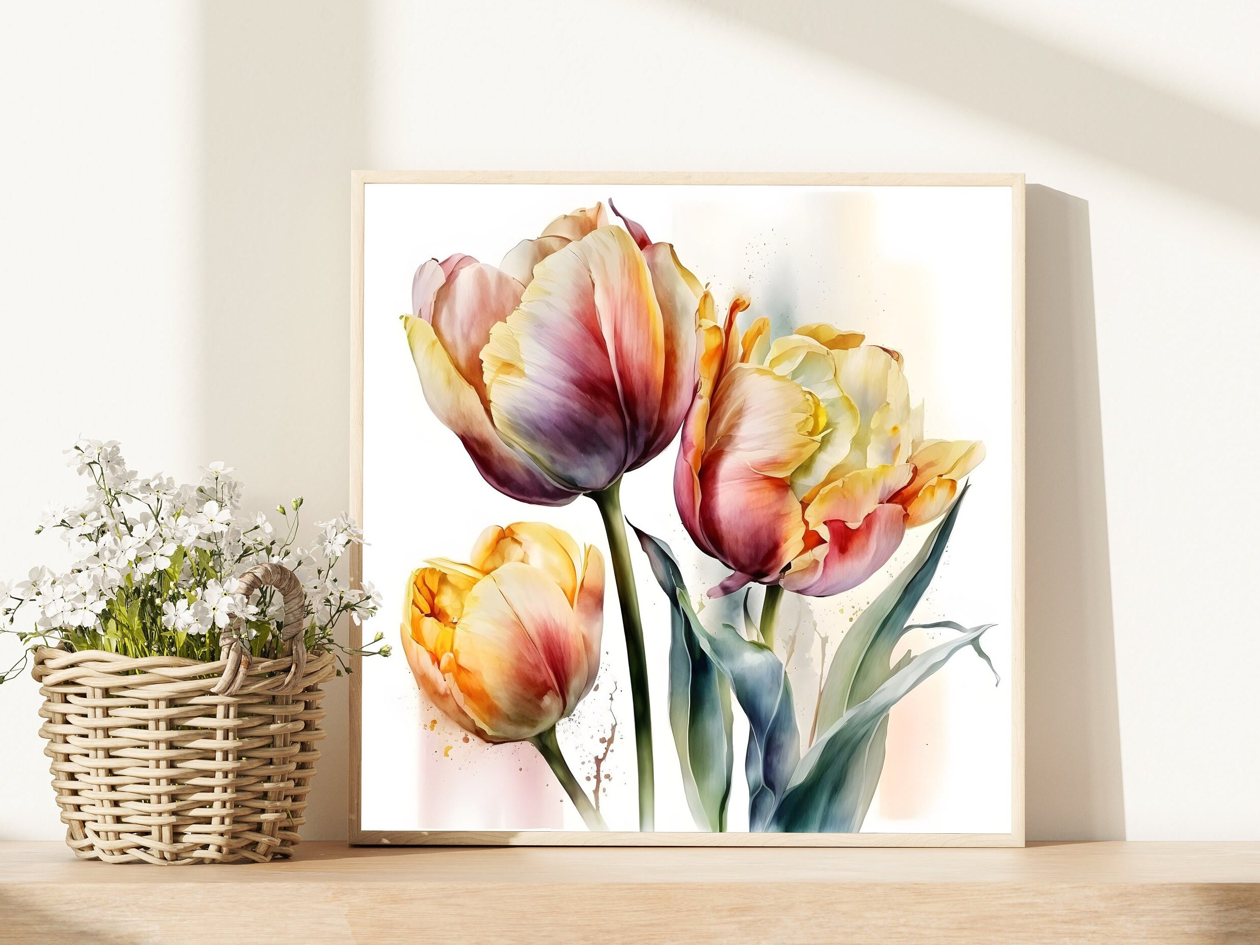 Tulip Wall Art Tulip Watercolor Print Spring Home Decor - Etsy
