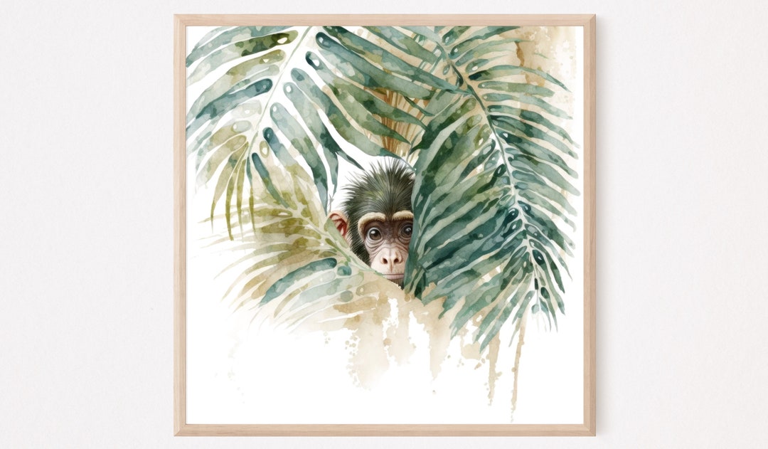 Monkey Art, Monkey Painting, Monkey Print, Monkey Watercolor Painting ...