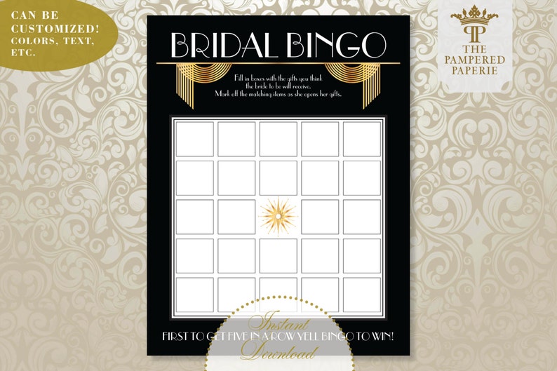 Art Deco Themed Bingo Game INSTANT Digital Download - Etsy