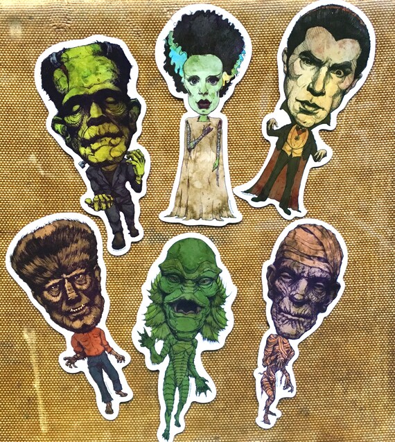 6 Monster Set of Vinyl Stickers | Etsy
