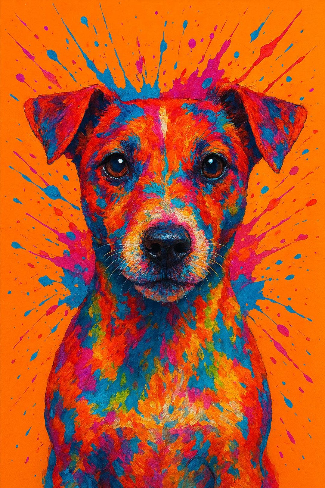 A4 Bold Colour Splash Jack Russel Ai Digital Print - Etsy