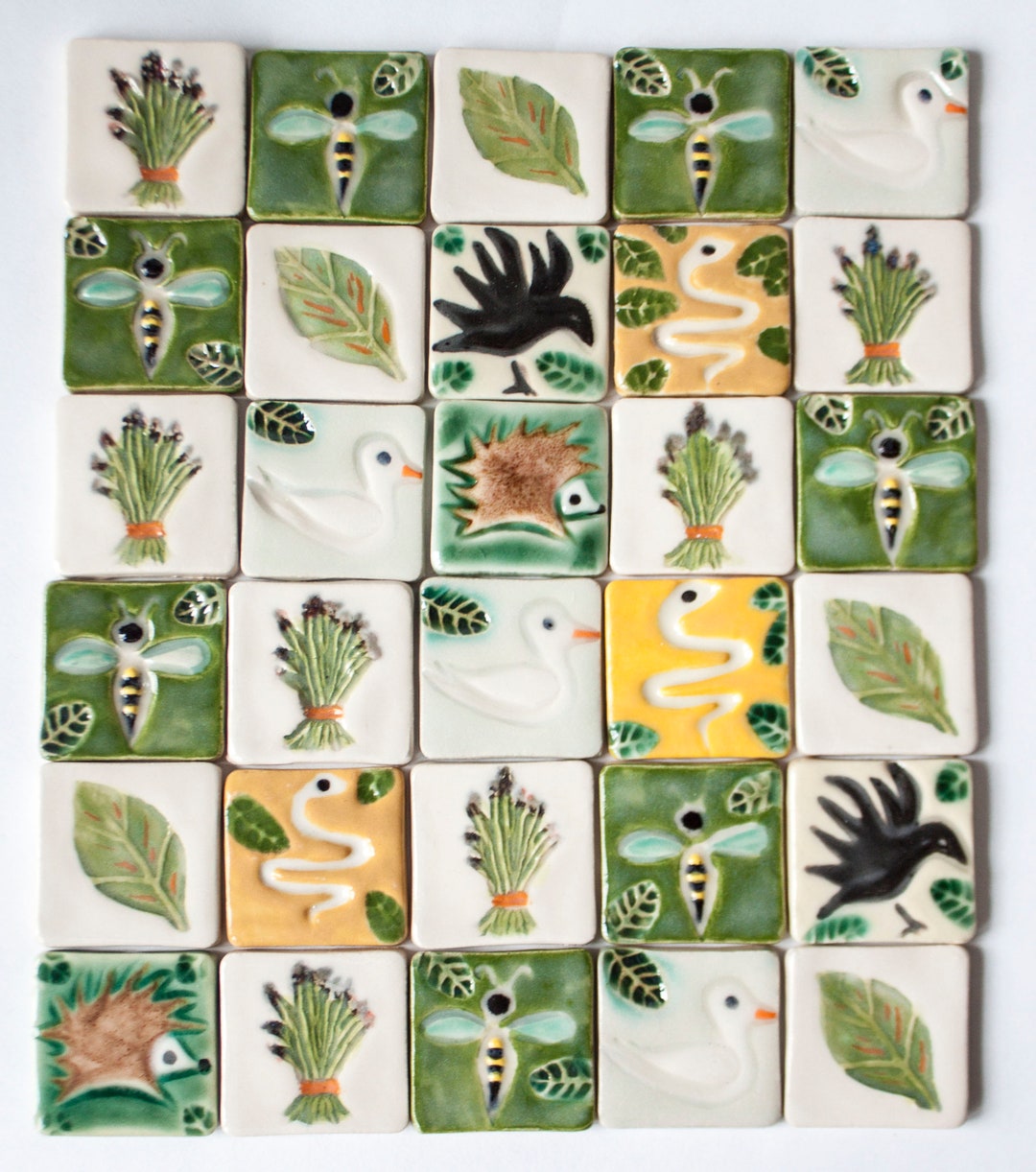 Ceramic Mini Tiles Sets of 4 Multiple Options - Etsy