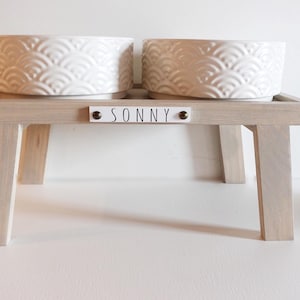 Modern Elevated Dog Feeder | Pretty Girl Dog Bowl Stand | Personalized ...