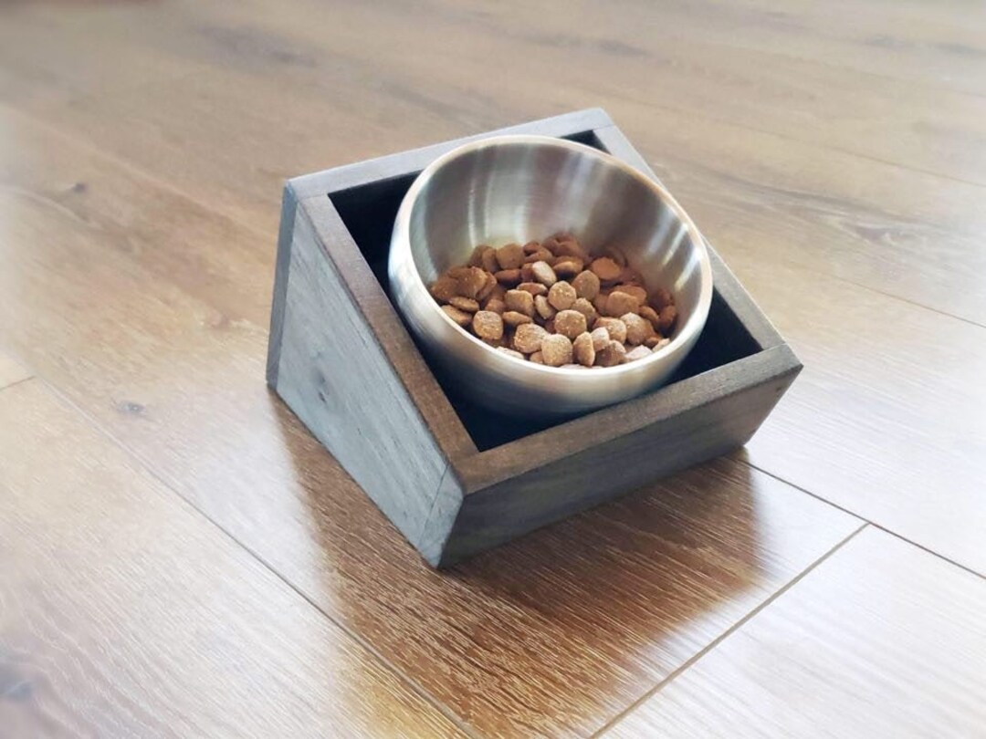 Modern Square Angled Feeder Small Dogs or Cats | Stainless Steel Pet ...