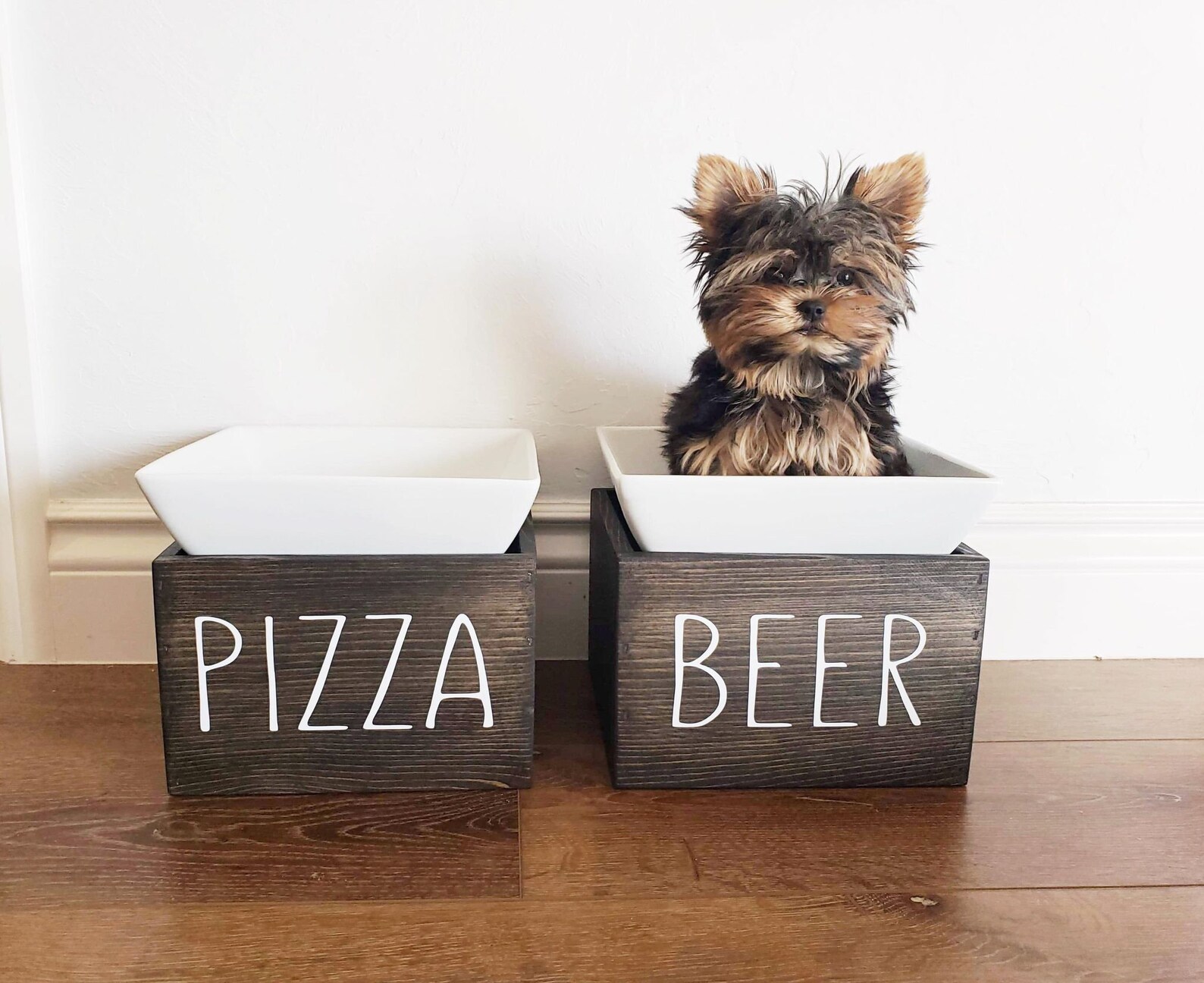 Modern Square Dog Bowl Set Elevated Pet Feeder Porcelain - Etsy