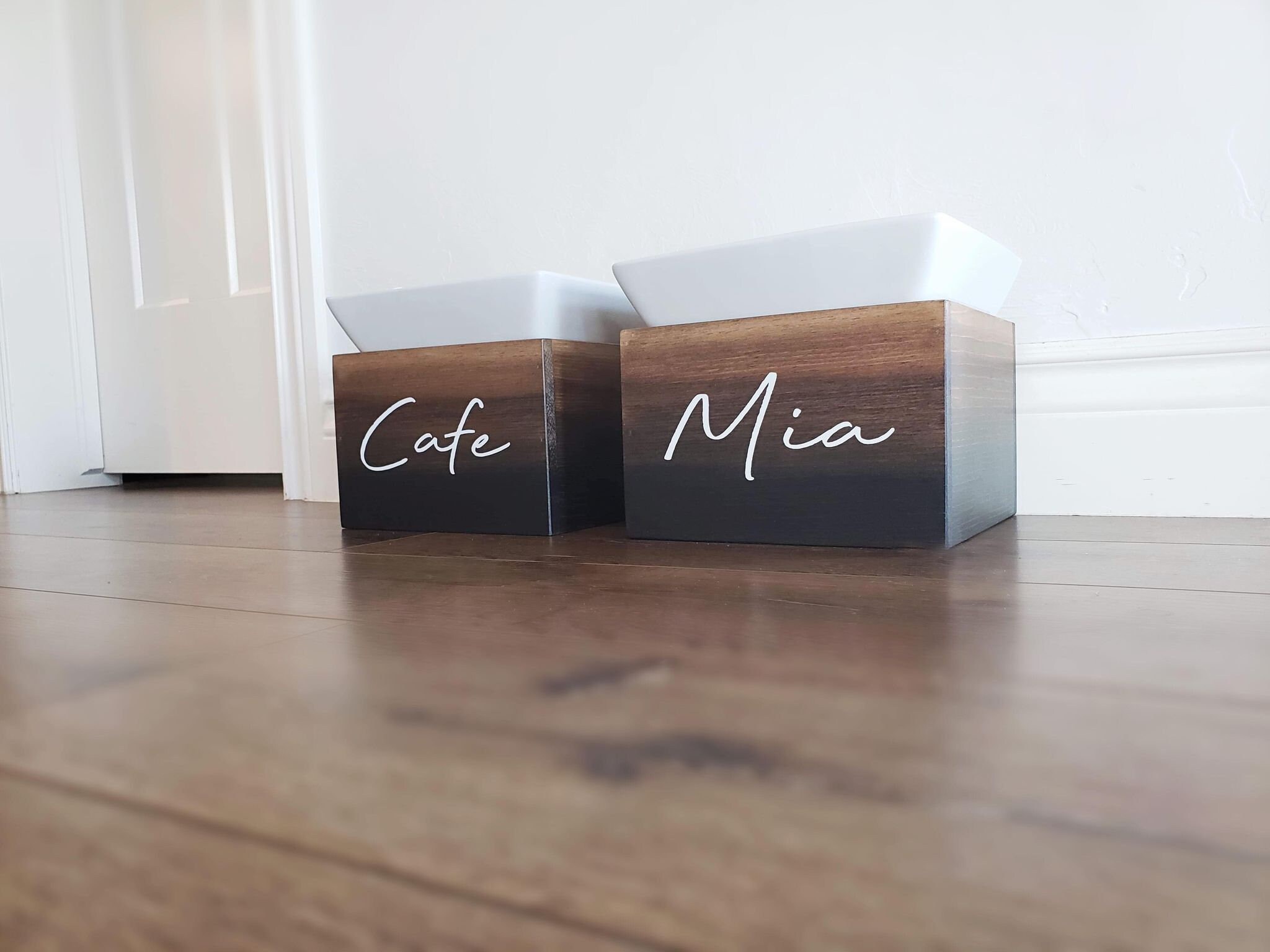 Modern Square Dog Bowl Set Elevated Pet Feeder Porcelain | Etsy