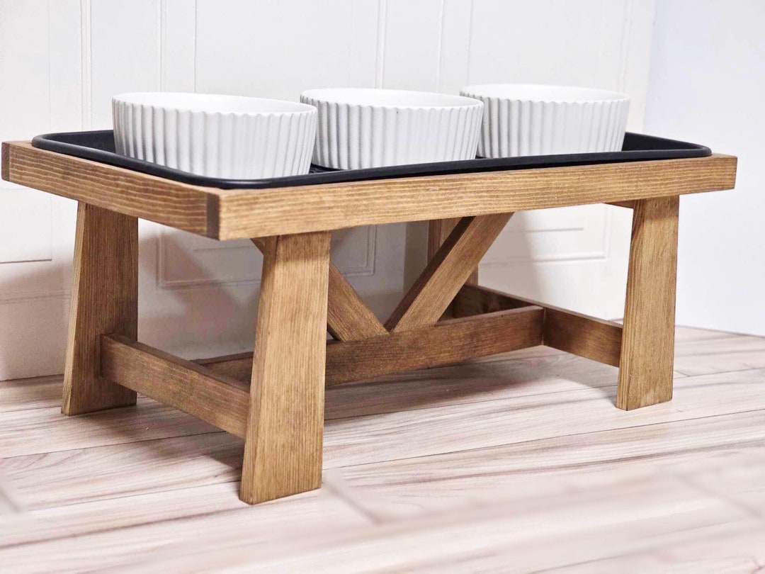 Farmhouse Dog Feeder | Dog Food Stand Table | Elevated Dog Bowl Holder ...