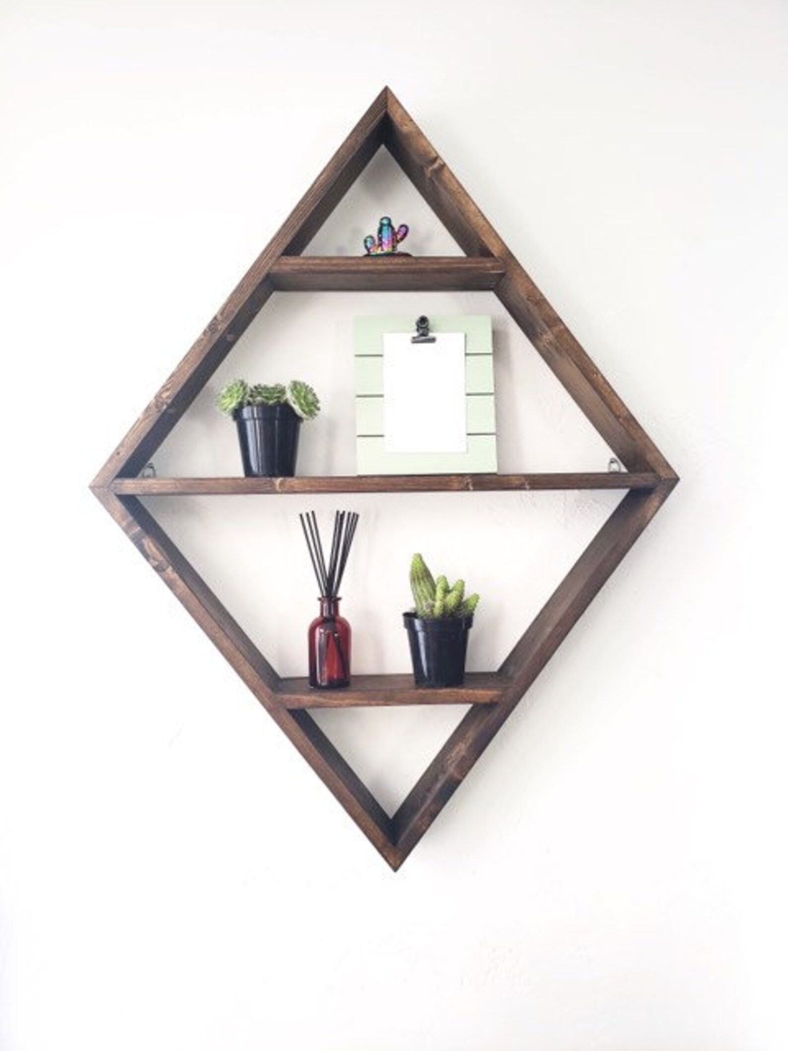 Wood Diamond Shelf Wooden Geometrical Shelf Dorm Room | Etsy