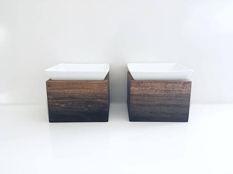 Modern Square Personalized Elevated Dog Bowl Stand Dog | Etsy