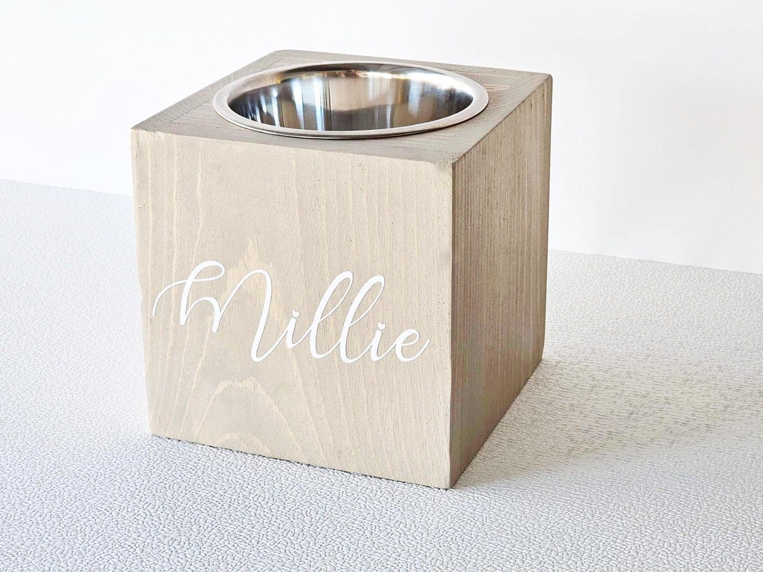 Modern Square Dog Bowl Stand | Elevated Stainless Steel Dog Bowl Feeder ...