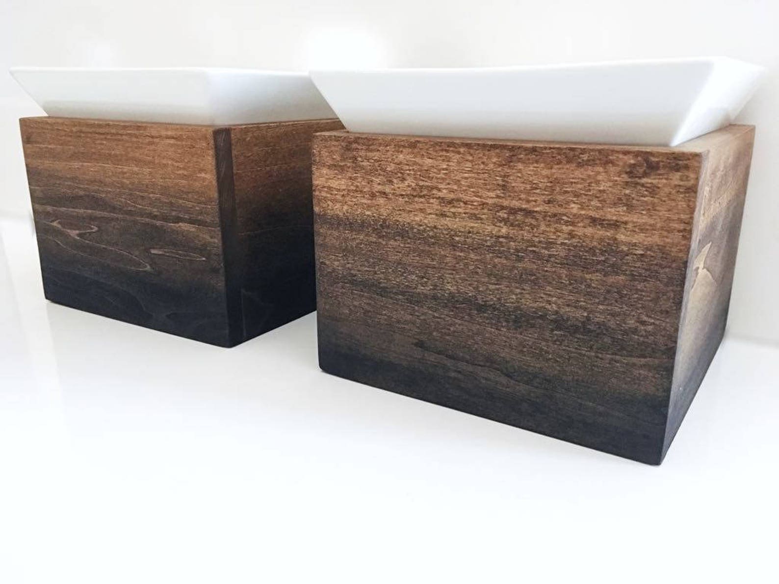 Modern Square Dog Bowl Set Elevated Pet Feeder Porcelain - Etsy Canada