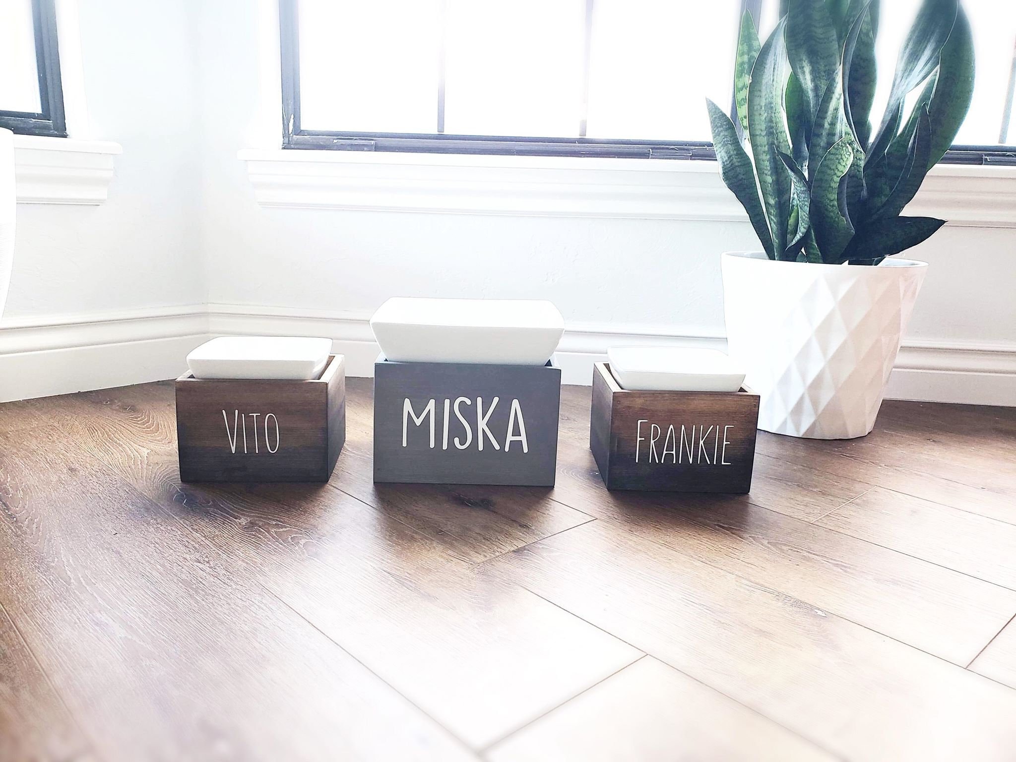 Modern Square Dog Bowl Set Elevated Pet Feeder Porcelain - Etsy Canada