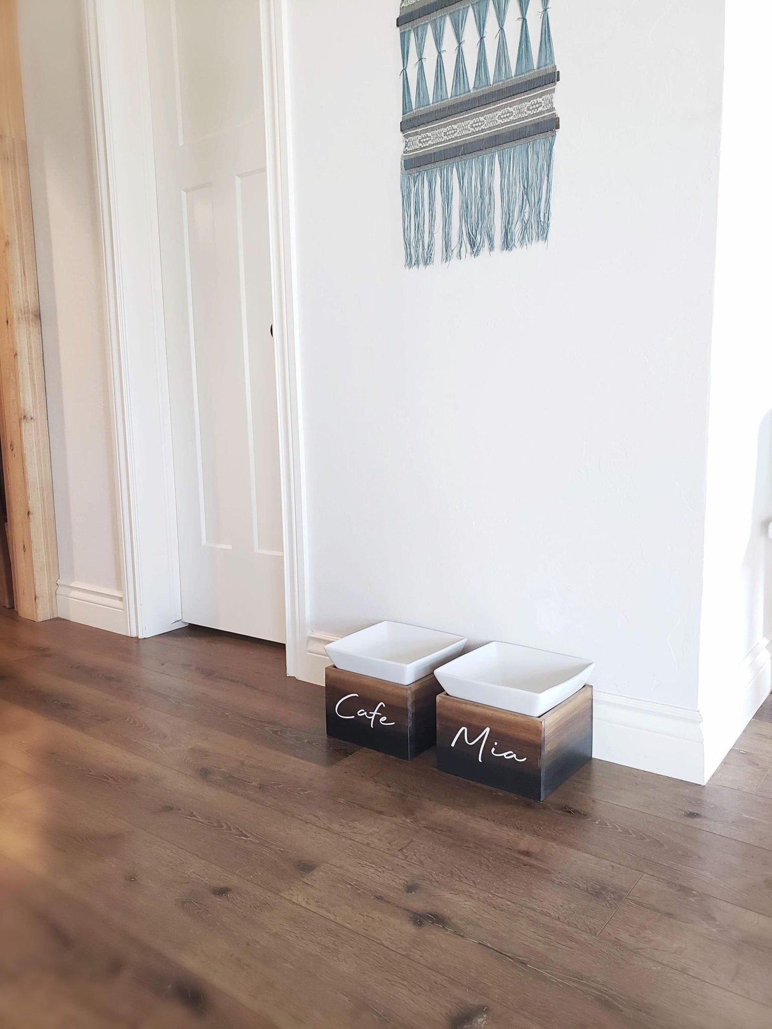 Modern Square Dog Bowl Set Elevated Pet Feeder Porcelain | Etsy