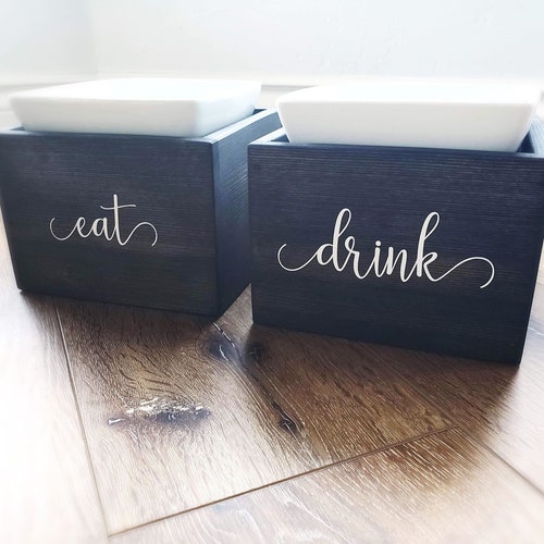 Modern Square Dog Bowl Set Elevated Pet Feeder Porcelain - Etsy