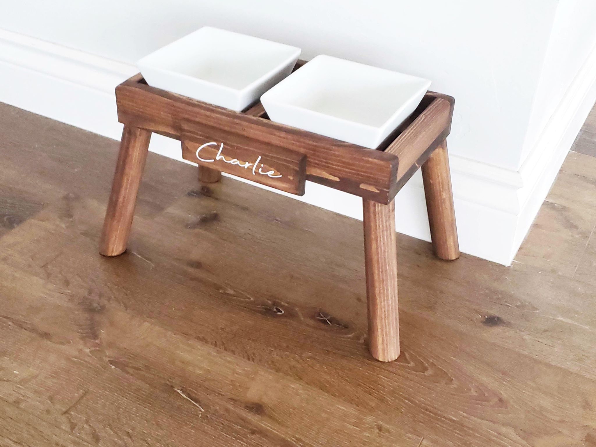 Modern Square Dog Bowl Stand Elevated Pet Feeder Raised | Etsy