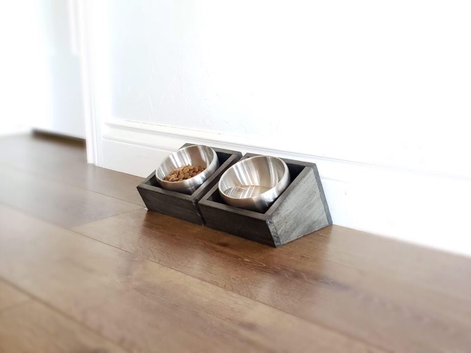 Modern Square Angled Feeder Small Dogs or Cats Stainless | Etsy