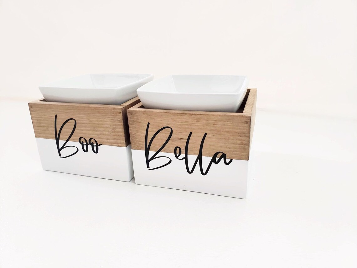Modern Dog Bowl Set | Square Dog Bowls | Dog Gift | Rescue Pet Adoption ...