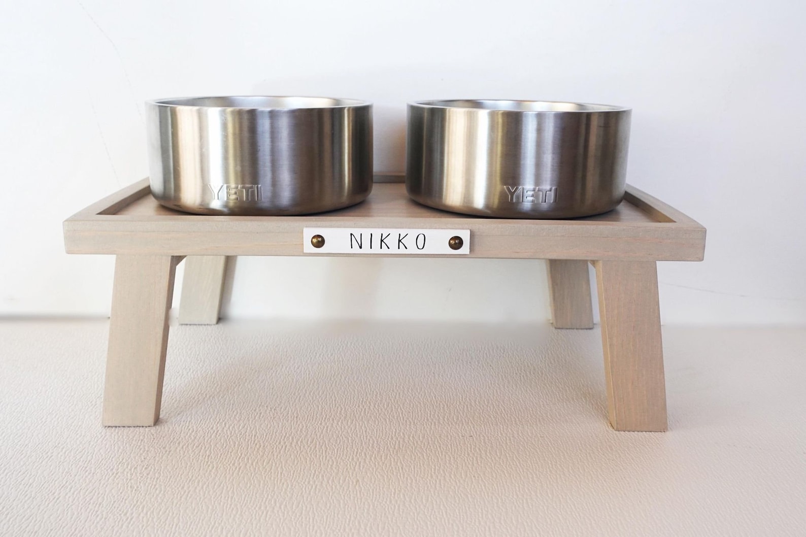 Modern Elevated Dog Feeder Pretty Girl Dog Bowl Stand Personalized ...