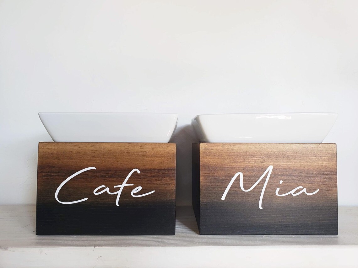 Modern Square Dog Bowl Set Elevated Pet Feeder Porcelain | Etsy