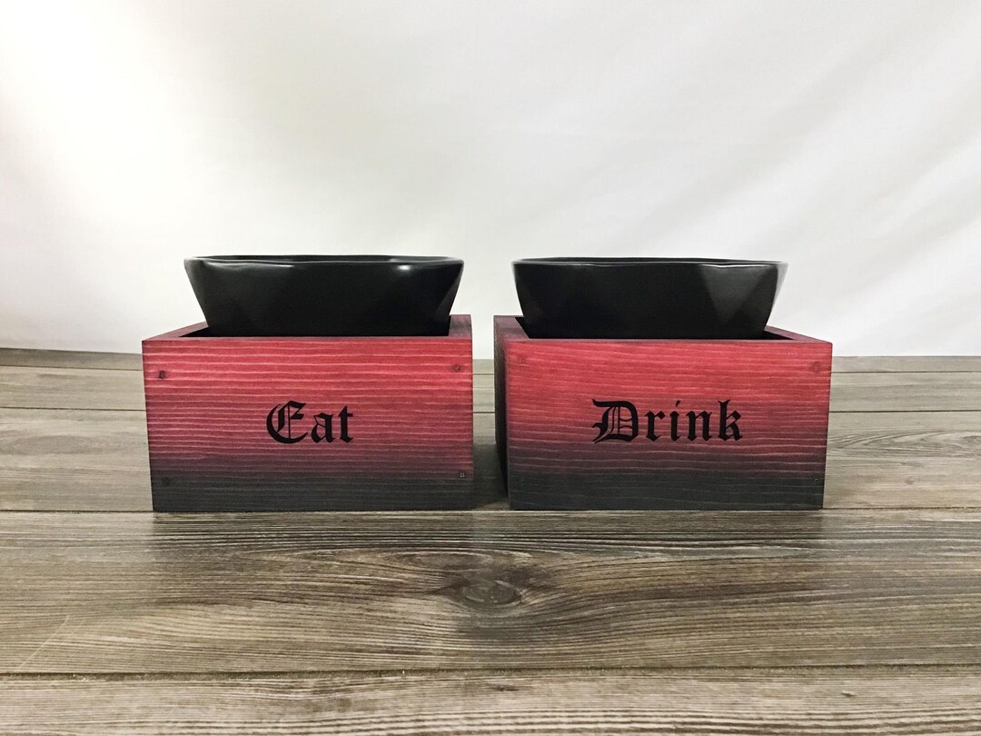 Small Elevated Dog Bowls | Red Dog Bowls / Modern Square Geometrical ...