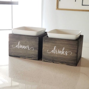 Modern Square Dog Bowl Set | Elevated Pet Feeder | Porcelain Pet Bowls ...