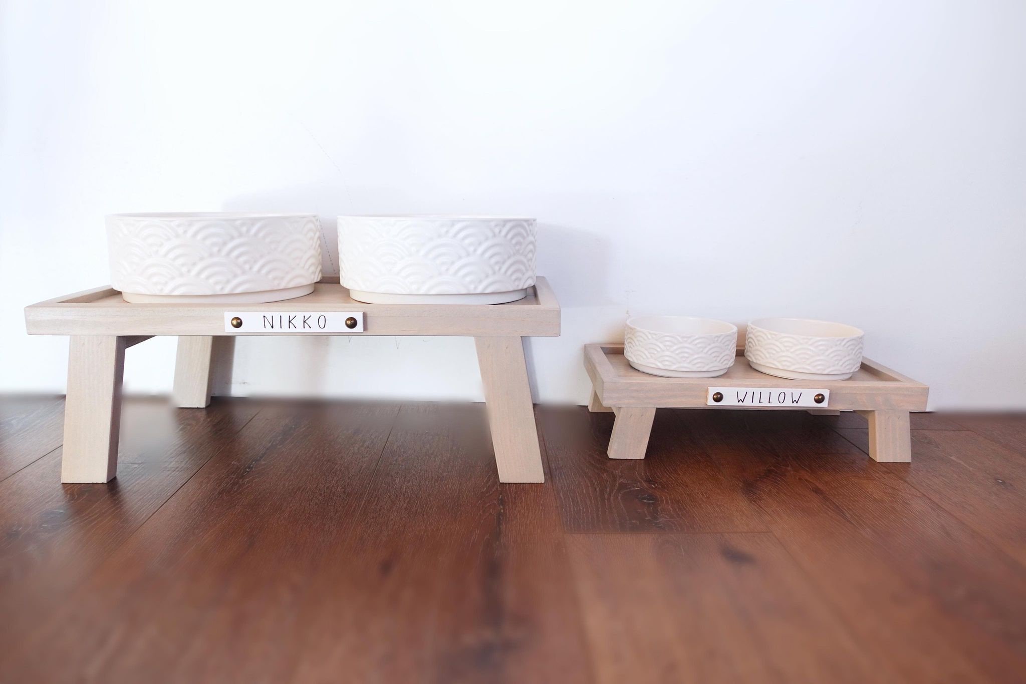 Modern Elevated Dog Feeder | Pretty Girl Dog Bowl Stand | Personalized ...