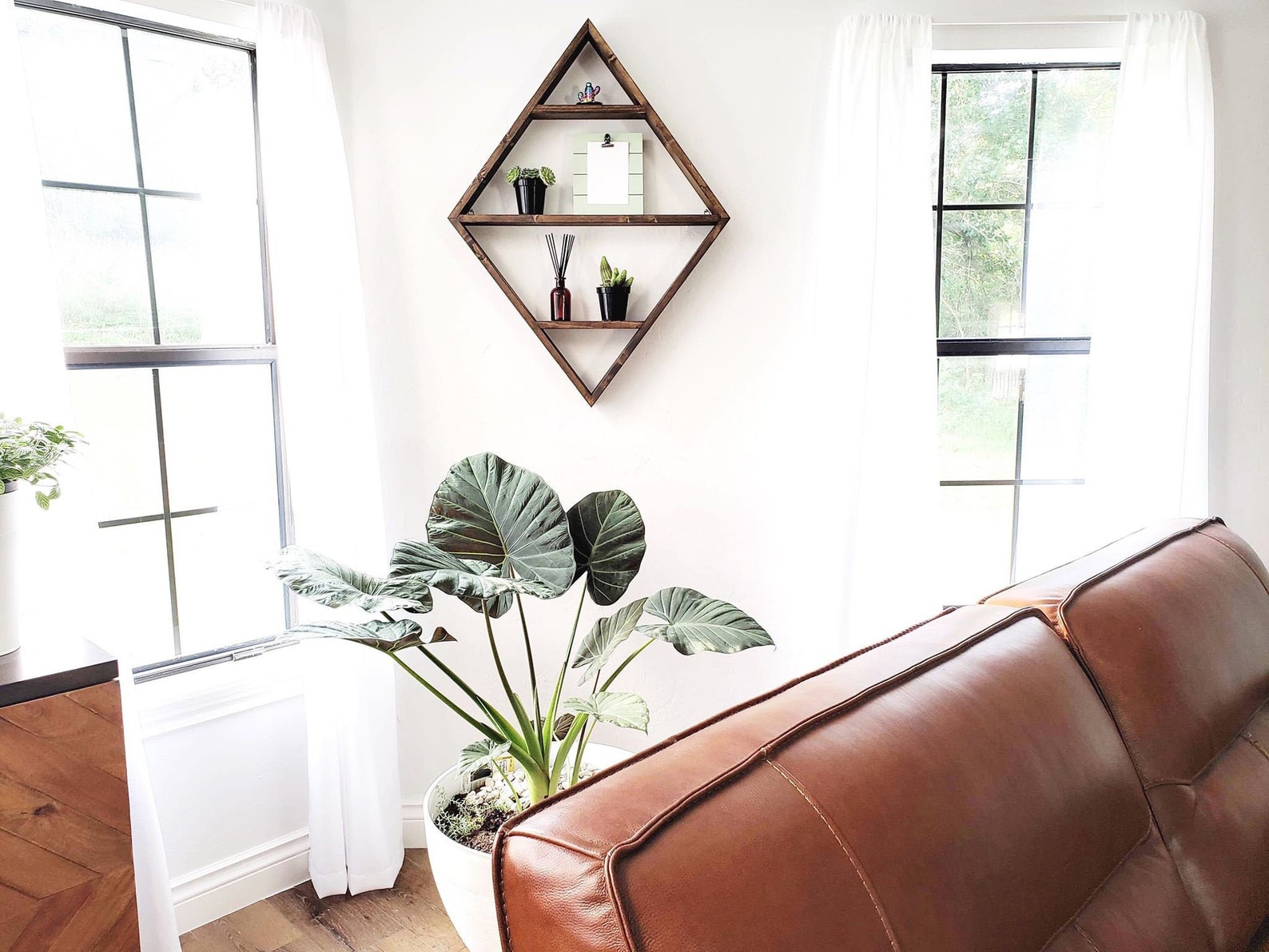 Wood Diamond Shelf Wooden Geometrical Shelf Dorm Room | Etsy