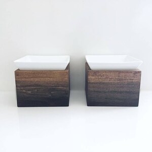 Modern Square Dog Bowl Set | Elevated Pet Feeder | Porcelain Pet Bowls ...